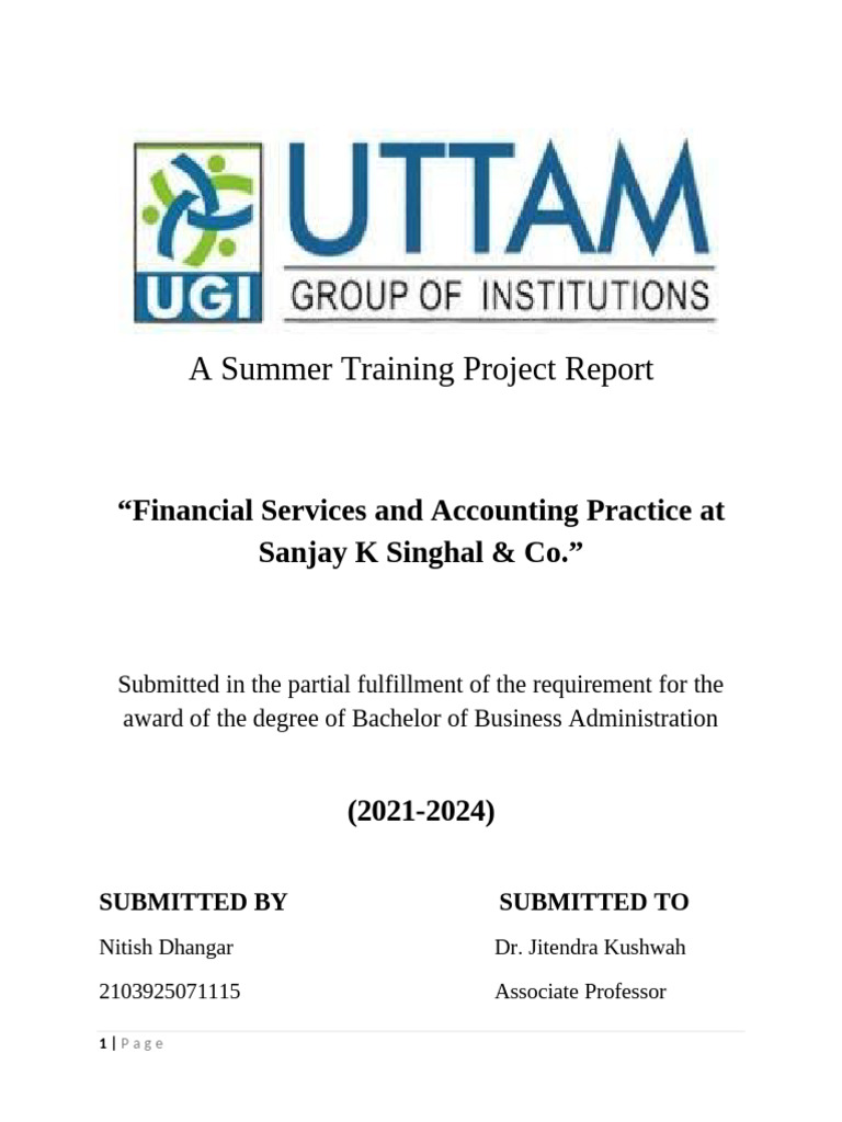 Nitish (Ni30) Intern Report | PDF | Accounting | Audit