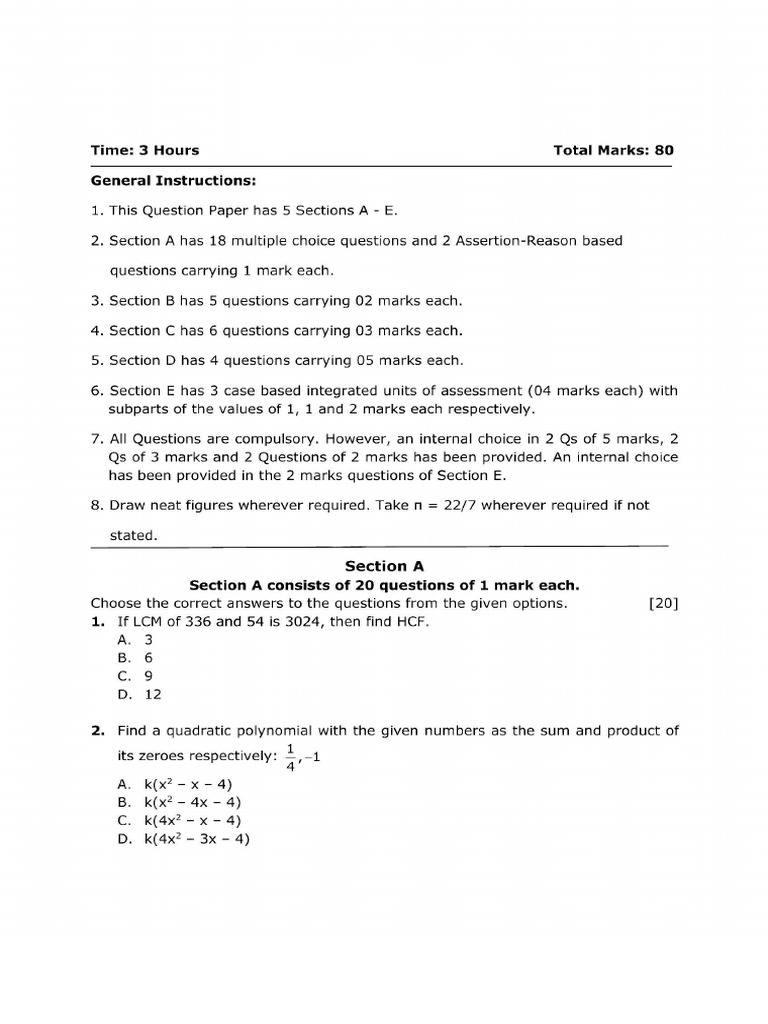 Class 10 Preboard - 2 Standard | PDF