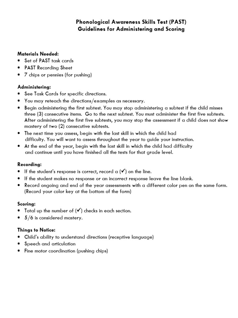 Phonological Awareness Skills Test | PDF | Syllable | Phoneme