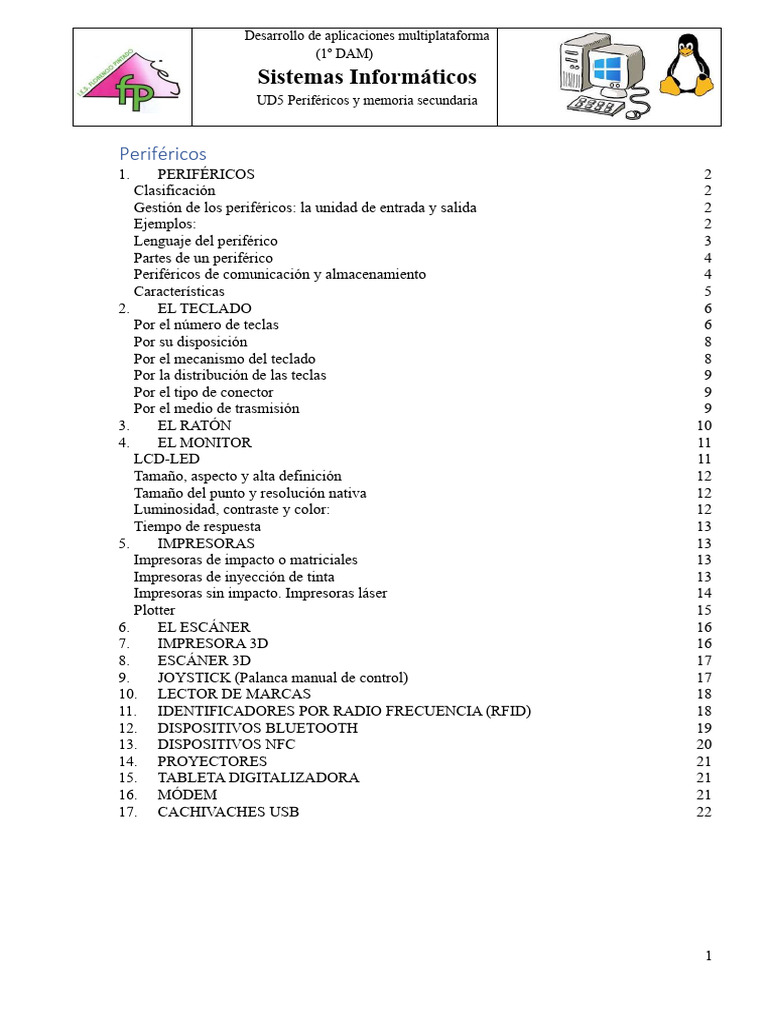 UD5 Periféricos | PDF | Periférico | Escáner de imagen