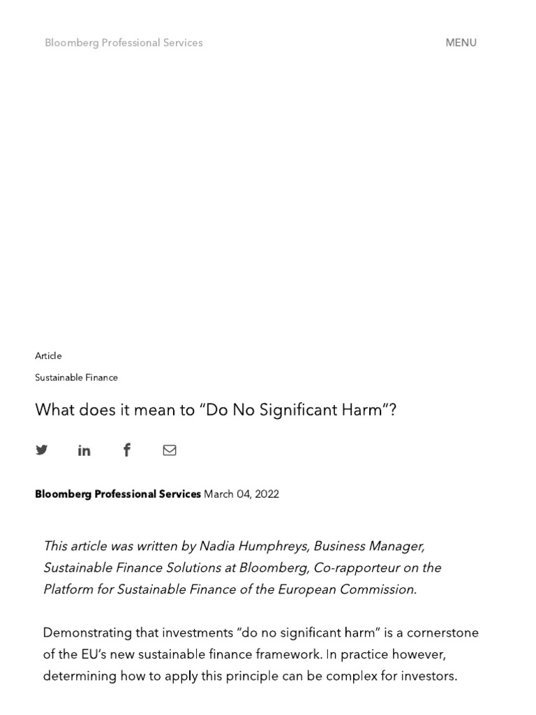 Understanding the Do No Significant Harm Principle | PDF