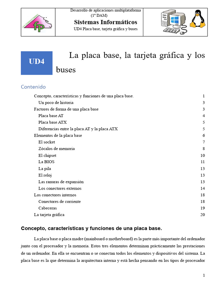 UD4 Placa base, tarjeta gráfica y buses | PDF | Hardware de la ...