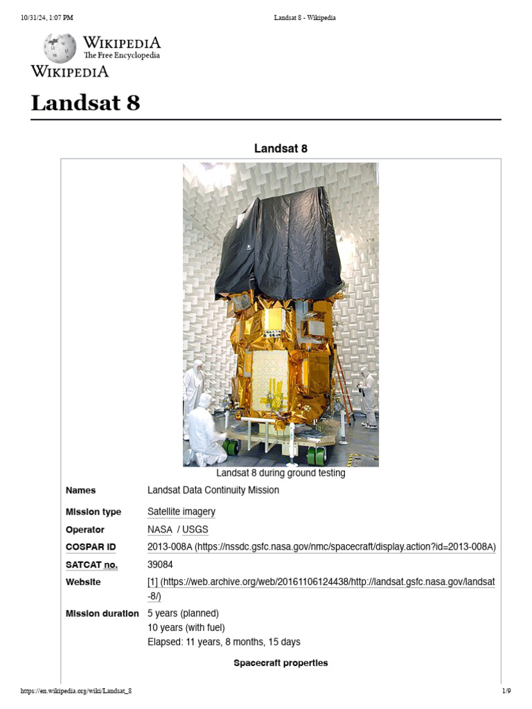 Landsat 8 Wikipedia Pdf Spaceflight Outer Space