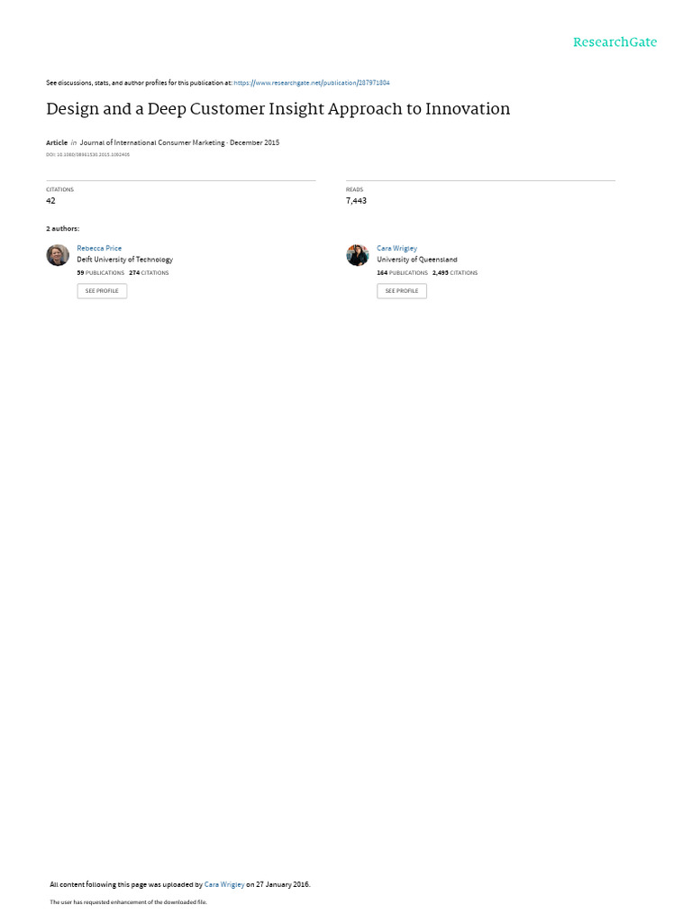 Design and A Deep Customer Insight Approach To Innovation | PDF | Innovation | Design Thinking