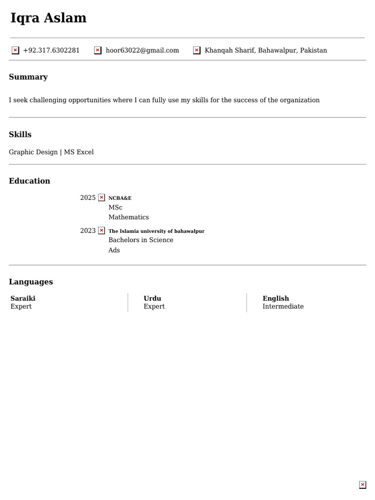Iqra CV | PDF