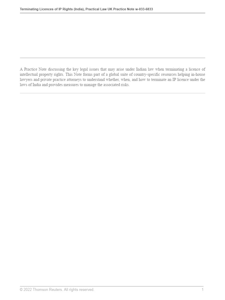 Terminating Licences of IP Rights (India) | PDF | License | Breach Of ...