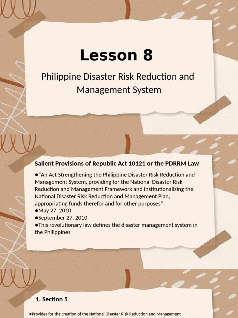 Lesson 8 Philippine Disaster Risk Reduction and Management System | PDF ...