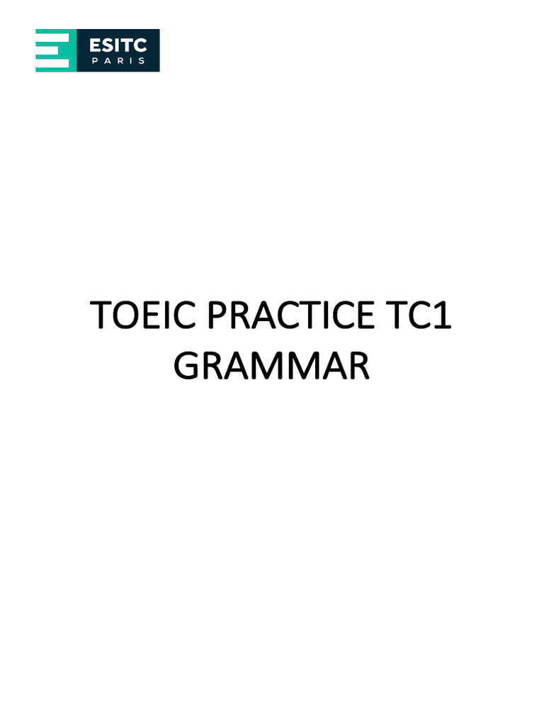 TOEIC PRACTICE TC1 Grammar Lessons and Exercises | PDF