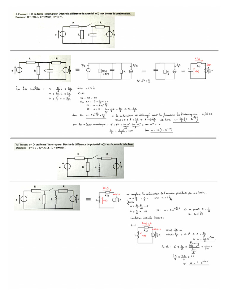 Corrigé - Exercices RC+RL | PDF
