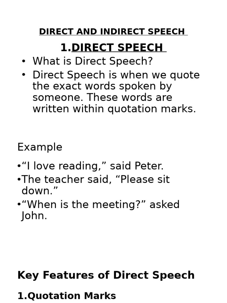 Direct and Indirect Speech F1 | PDF