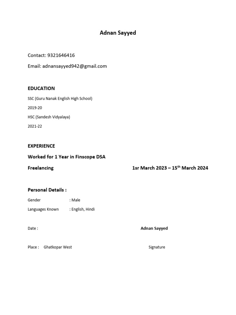 Adnan Sayyed Updated 1 | PDF