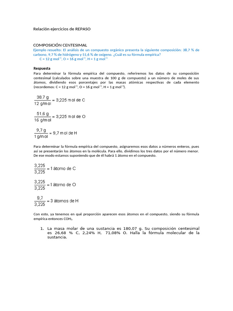 Relación Ejercicios de REPASO | PDF