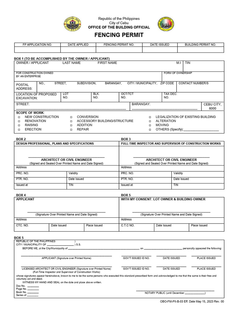 OBO FM PII B 03 v.00 Fencing Permit | PDF