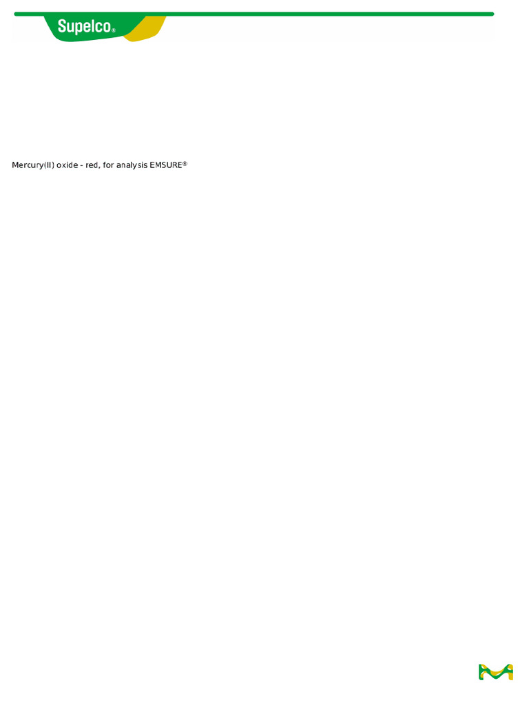 Mercury(II) Oxide Product Specs | PDF | Molecules | Atoms