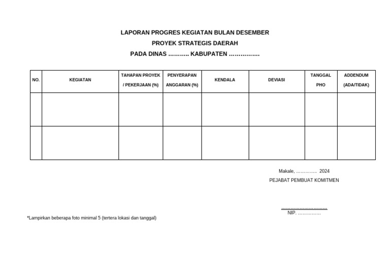 FORMAT LAPORAN PROGRES BULAN DESEMBER | PDF