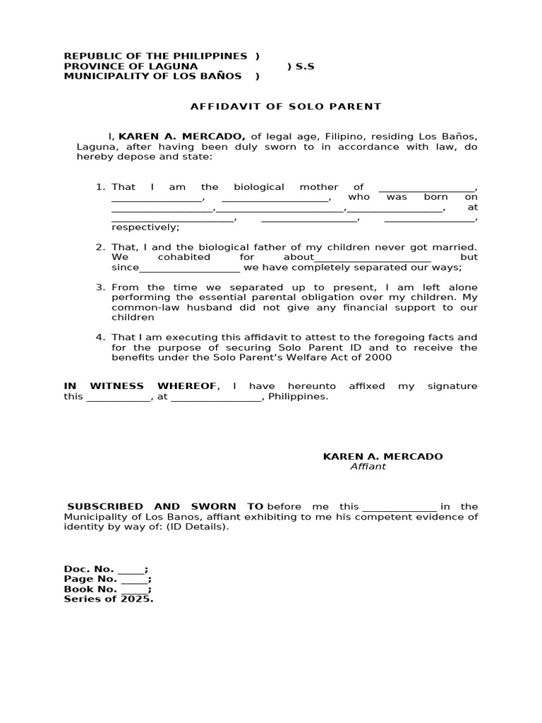 Affidavit of Solo Parent | PDF