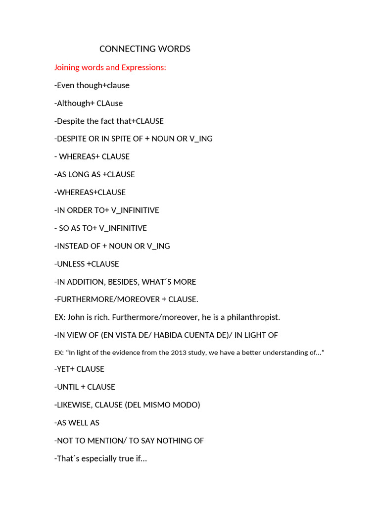 CONNECTING WORDS | PDF