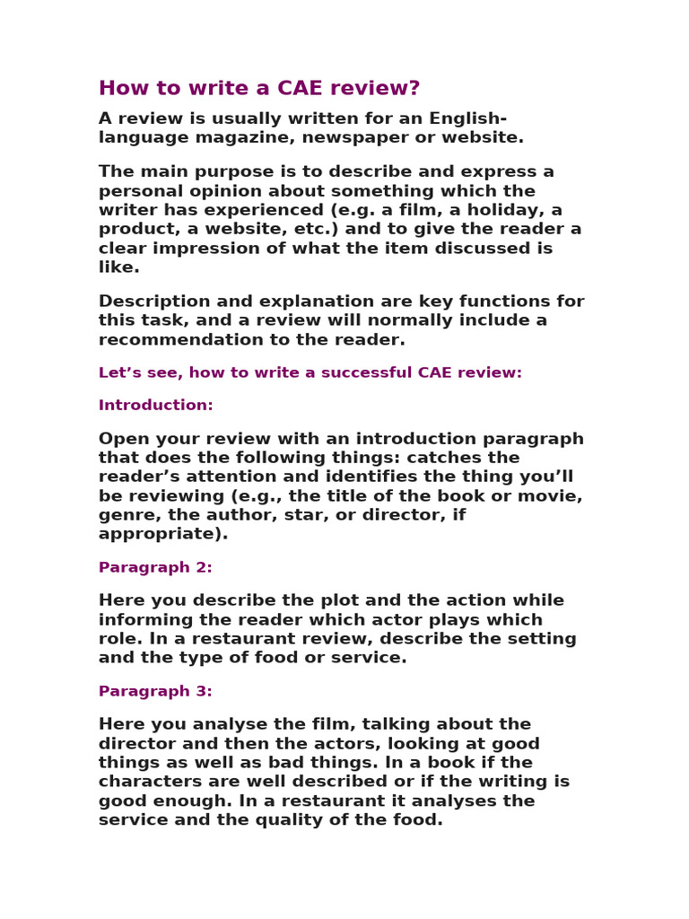How To Write A CAE Review | PDF