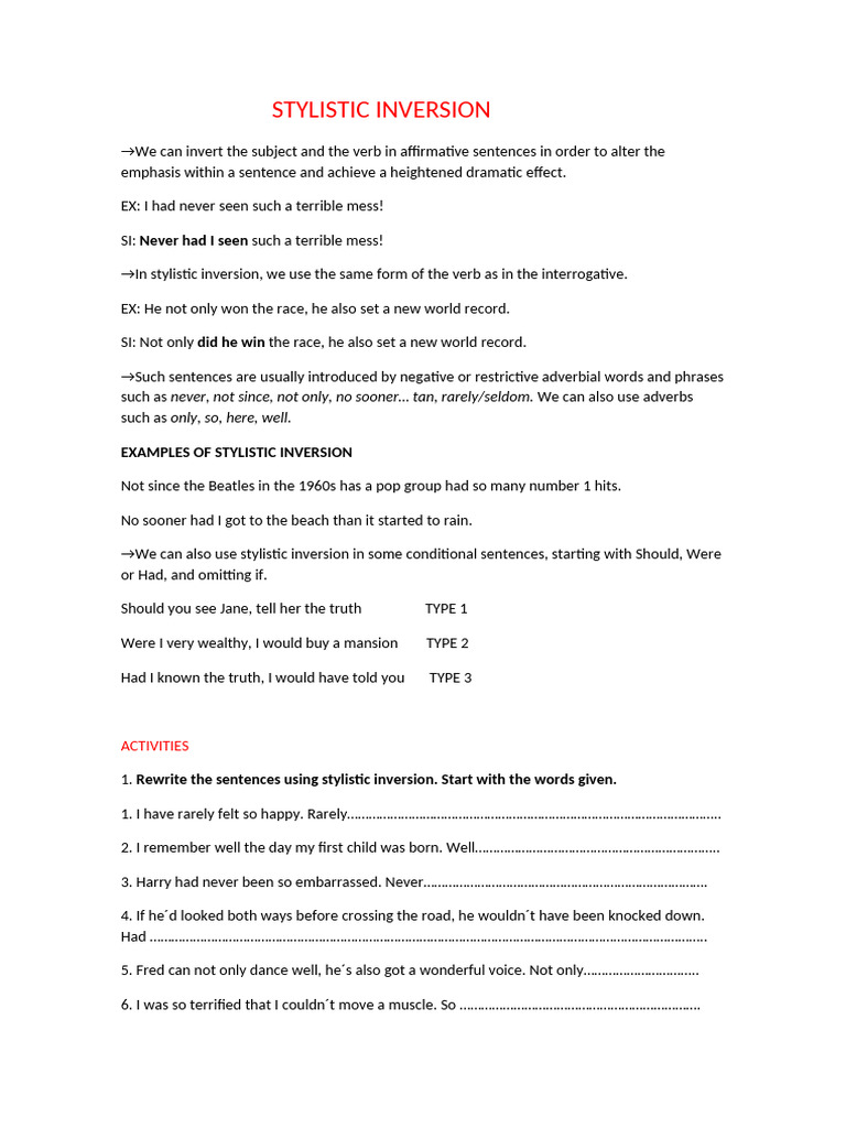 Stylistic Inversion | PDF