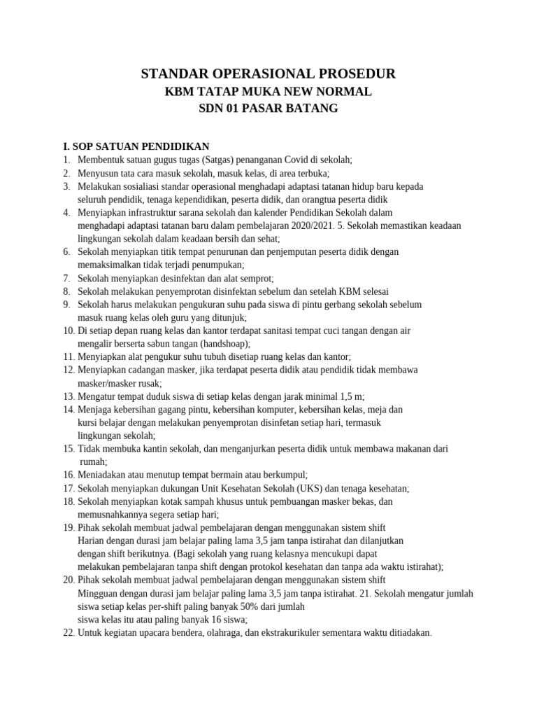 SOP NEW NORMAL | PDF