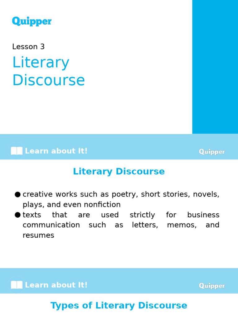 Unit 1 - Lesson 3 - Literary Discourse Review For Students | PDF
