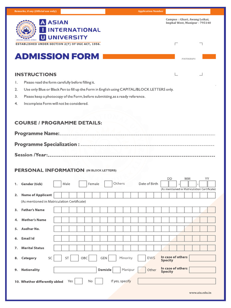 ADMISSION FORM | PDF