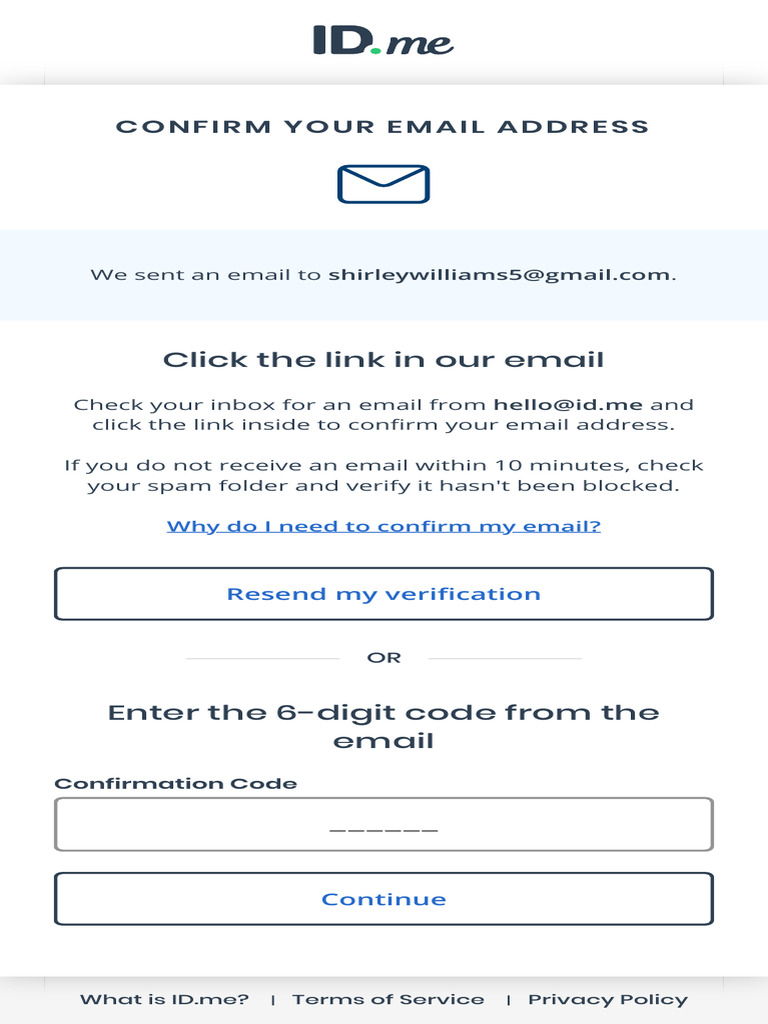 Confirm Your ID.me Email Address | PDF