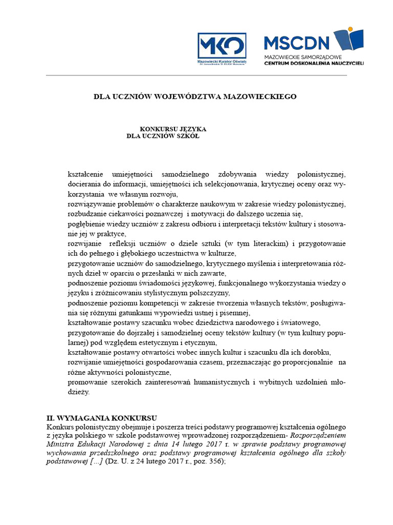 Program Polski 2021 22 | PDF