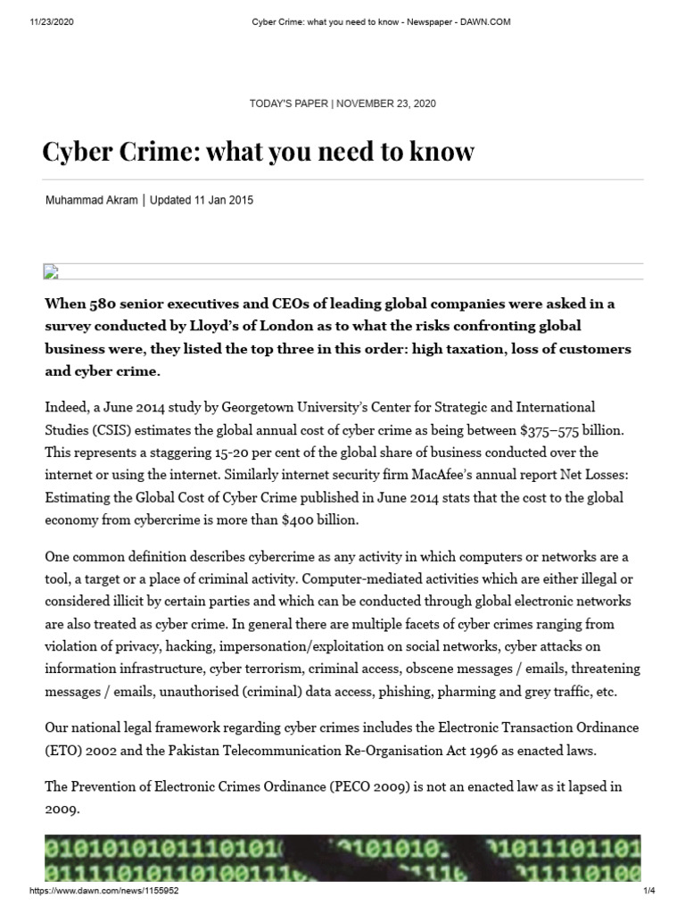 Cyber Crime - What You Need To Know - Newspaper | PDF | Cybercrime ...