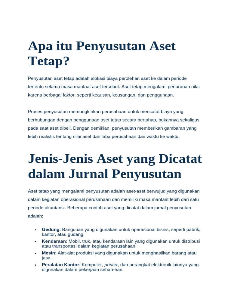Pengertian dan Metode Penyusutan Aset | PDF