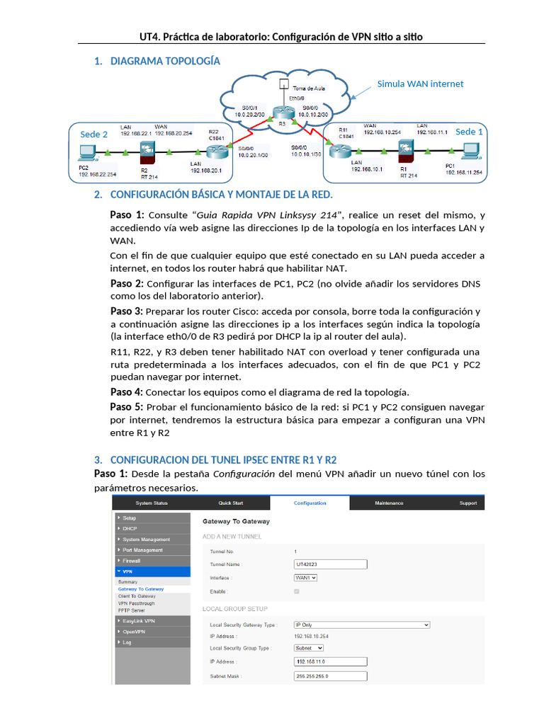 Guion Lab VPN Final | PDF | Enrutador (Computación) | Red privada virtual