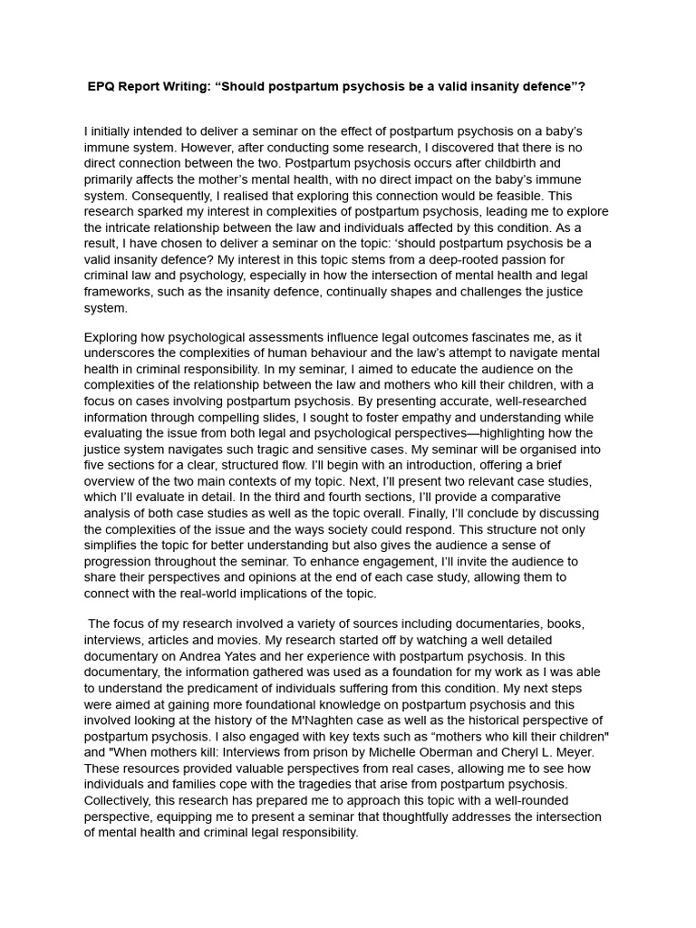 EPQ Report | PDF | Psychosis | Disciplines
