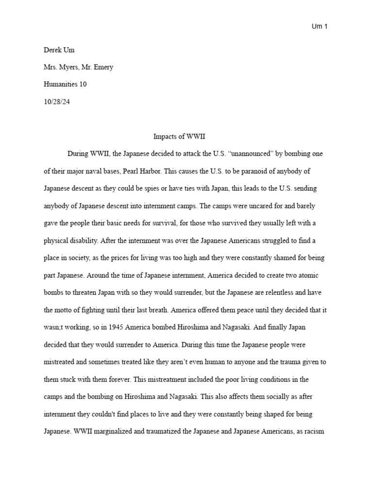anchor final draft | PDF | Internment Of Japanese Americans | Empire Of Japan