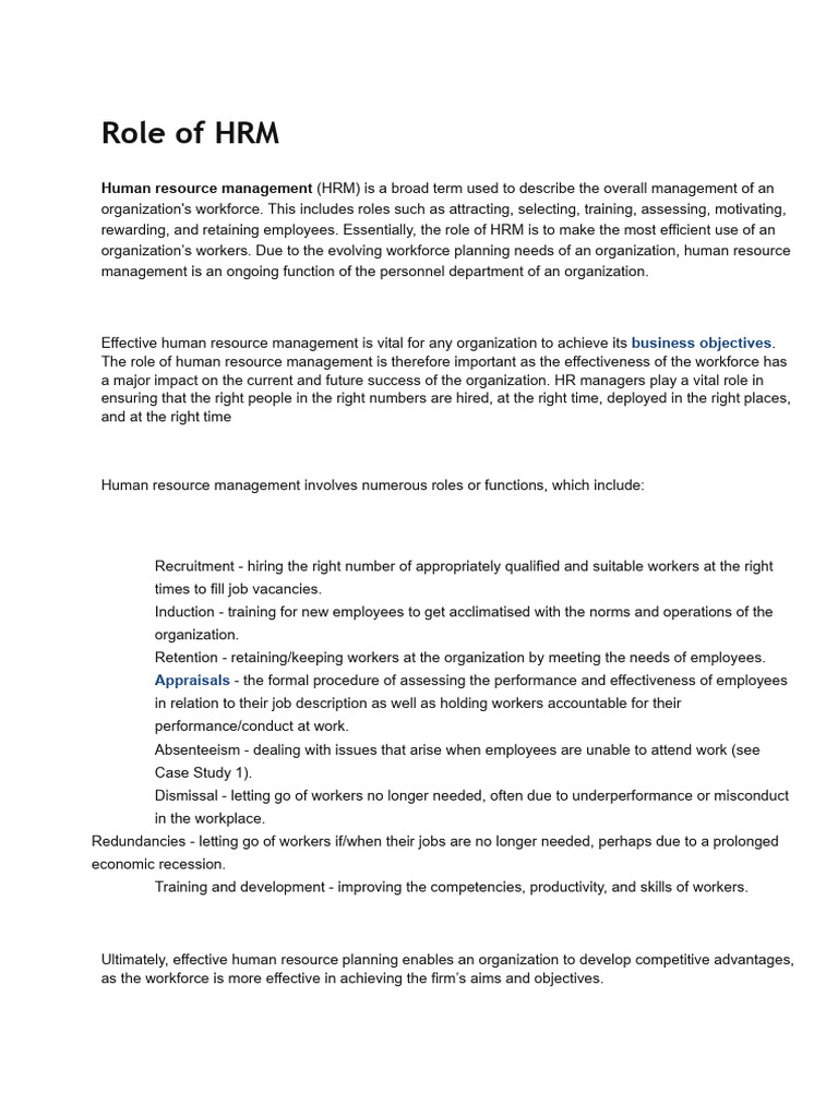 Understanding Human Resource Management Roles | PDF