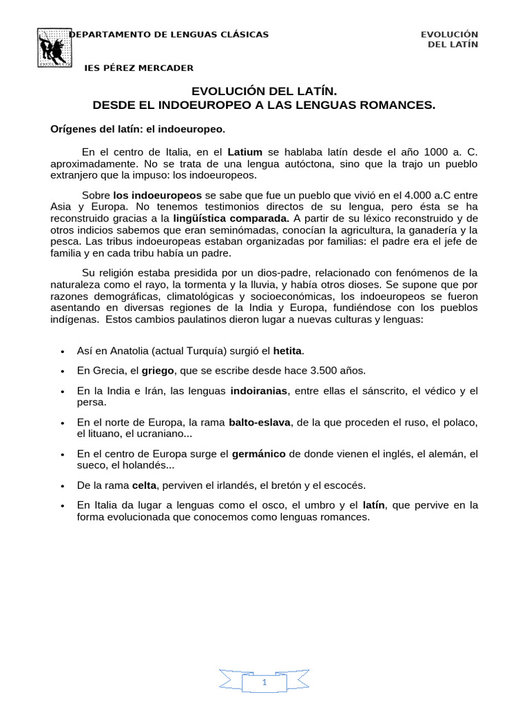 Evolución Del Latín | PDF | latín | Idiomas