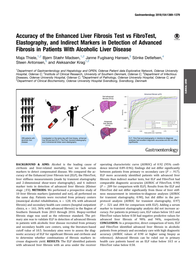Accuracy of The Enhanced Liver Fibrosis Test Vs FibroTest | PDF ...