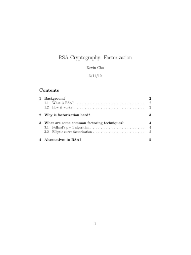 RSA Cryptography and Factorization Challenges | PDF | Cryptography ...