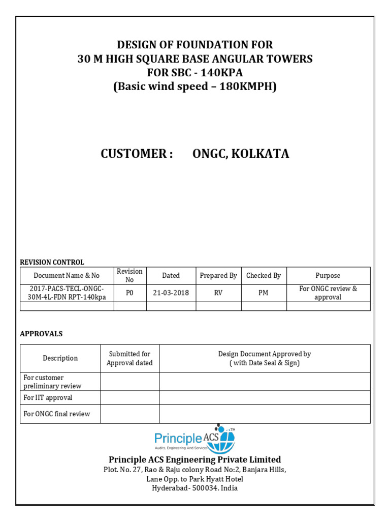 Foundation Design for 30m Telecom Tower | PDF | Foundation (Engineering ...