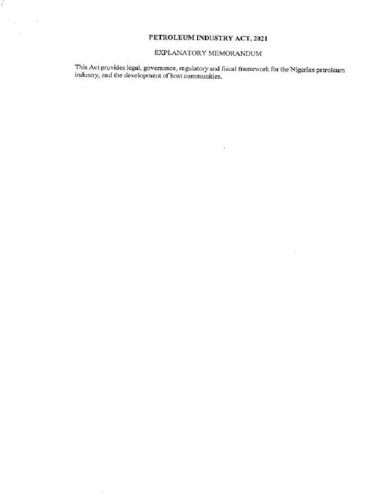 Petroleum Industry Act 2021 | PDF