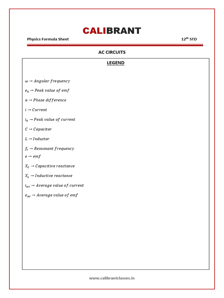 Physics - 13 - AC Circuits | PDF | Electrical Impedance | Telecommunications Engineering