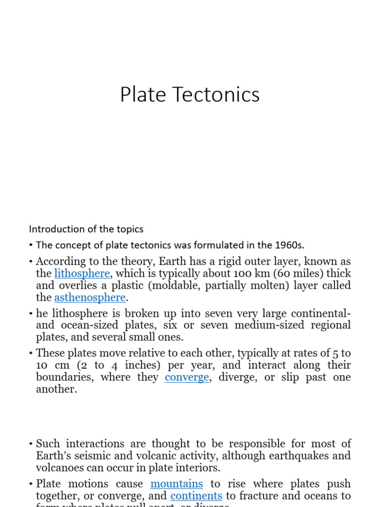 Plate tectonics | PDF | Plate Tectonics | Volcano