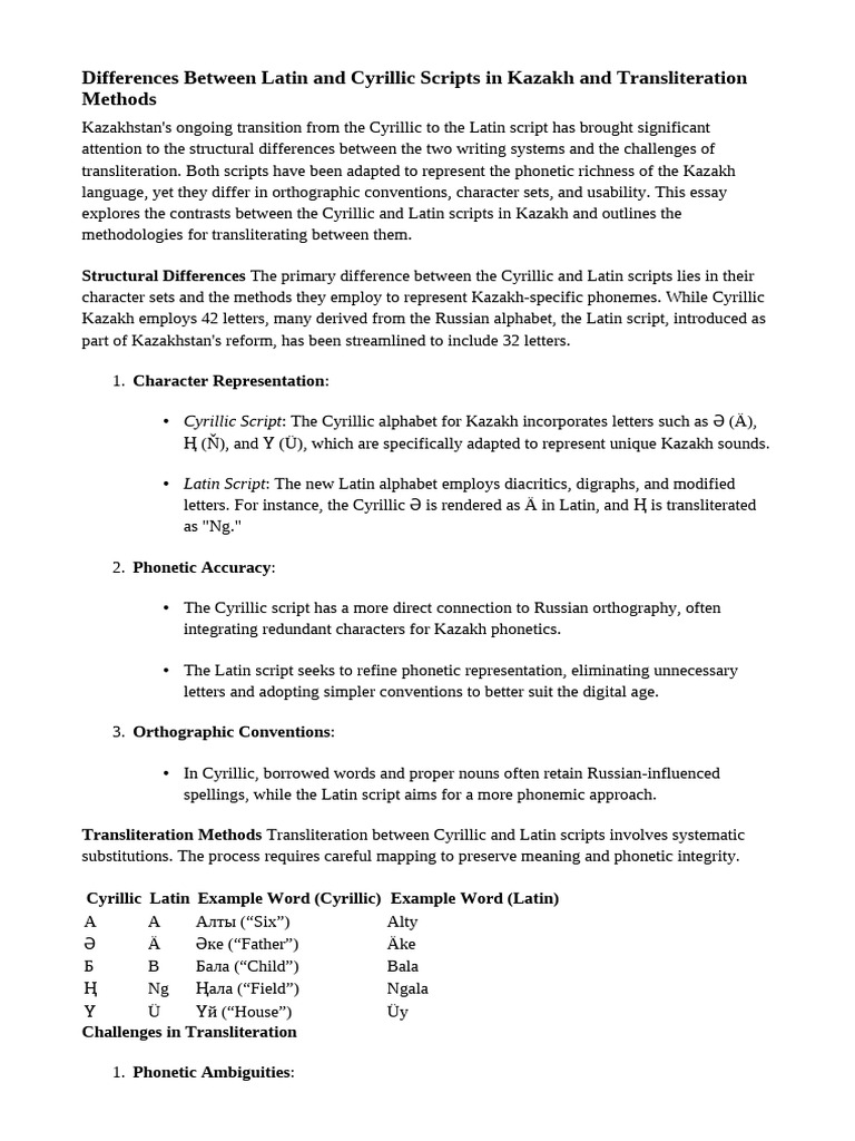 Kazakh Script Transition Explained | PDF | Latin Script | Orthography