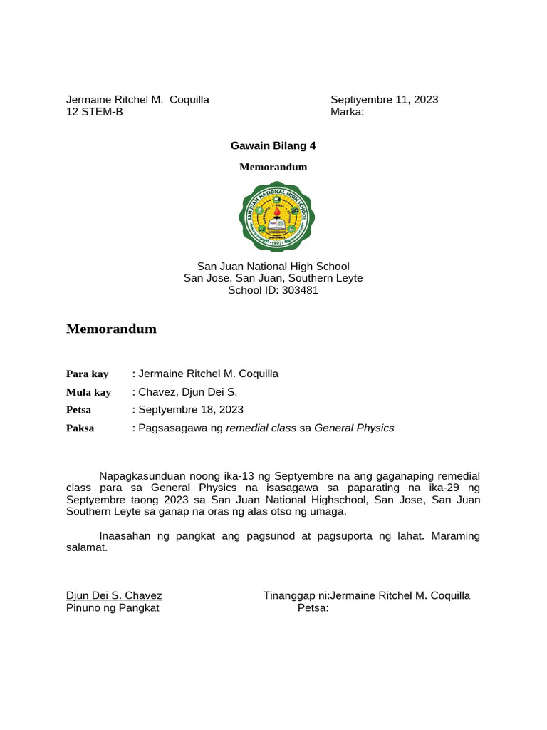 Memorandum | PDF