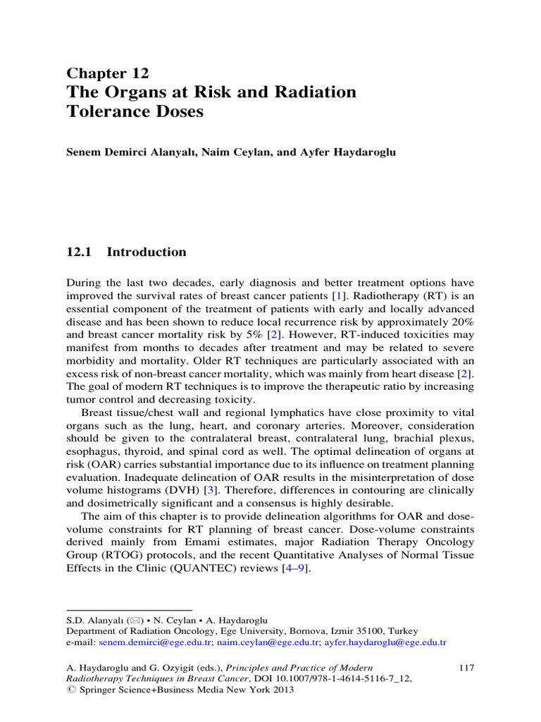 CHAPTER 12 The Organs at Risk and Radiation Tolerance Doses | PDF ...