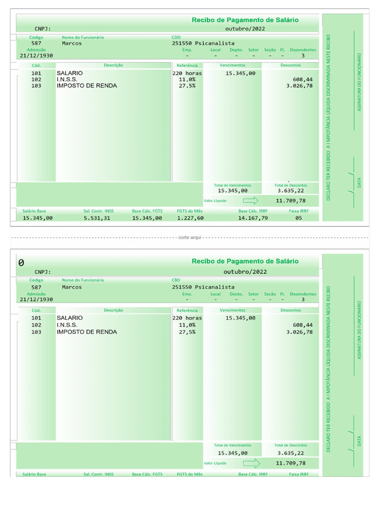CONTRACHEQUE Editavel | PDF