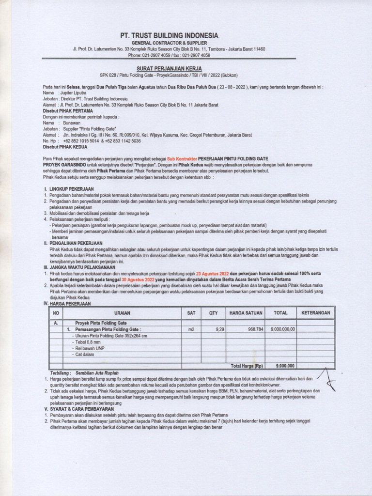 028 SPK Bunawan - Supplier Pintu Folding Gate | PDF