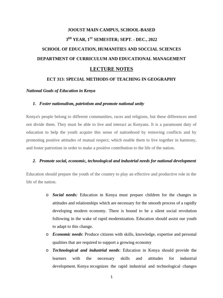 Special Methods of Teaching Geography | PDF | Millennium Development Goals