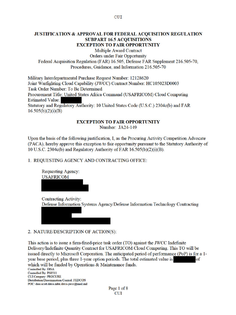USAFRICOM Cloud Computing Acquisition | PDF | Cloud Computing | Security
