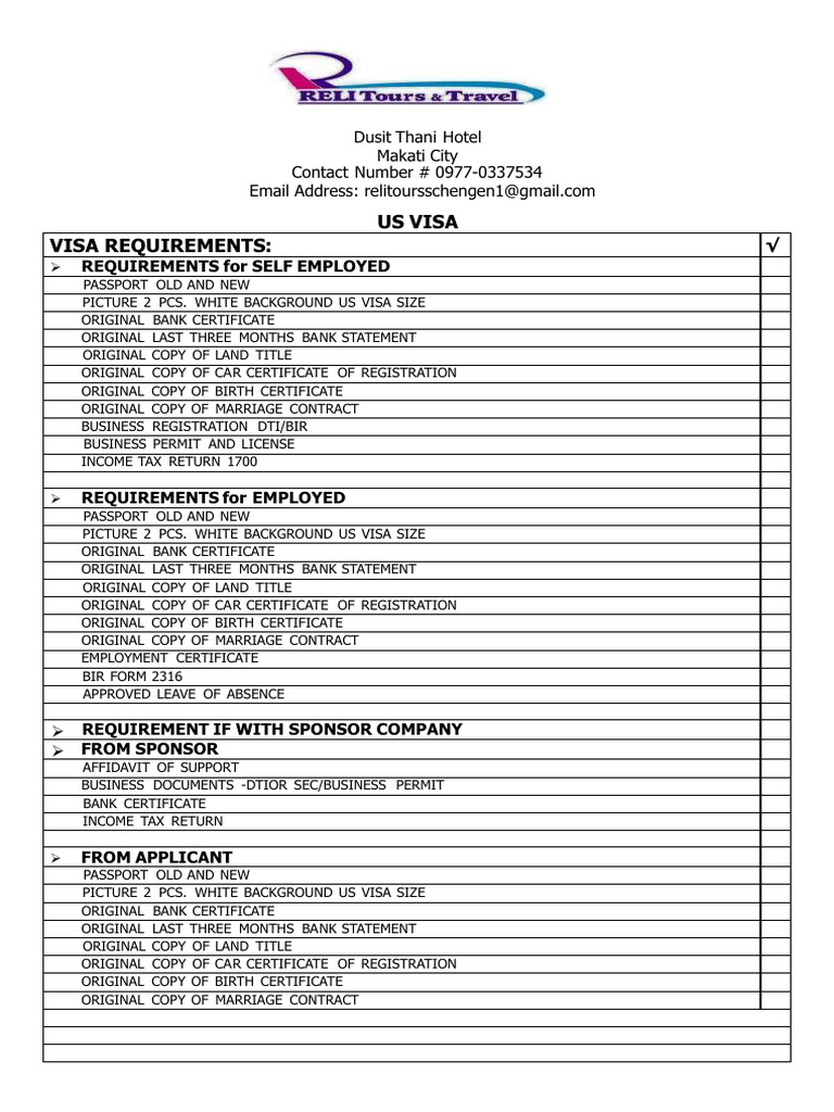 US Visa Requirements for Makati Applicants | PDF