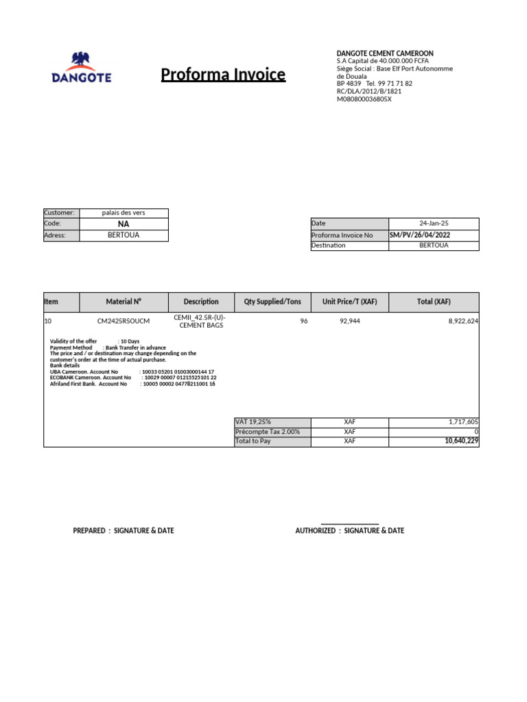 proformas (6) | PDF | Invoice | Services (Economics)